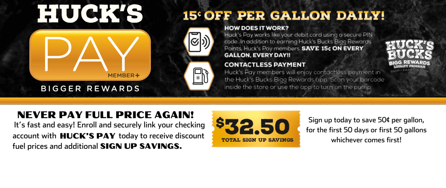 Huck's Bucks Bigg Rewards Loyalty Program - Huck's